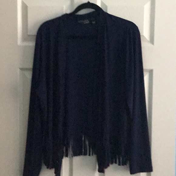 Attitudes by Renee | Jackets & Coats | Navy Blue Fringe Jacketbolero ...